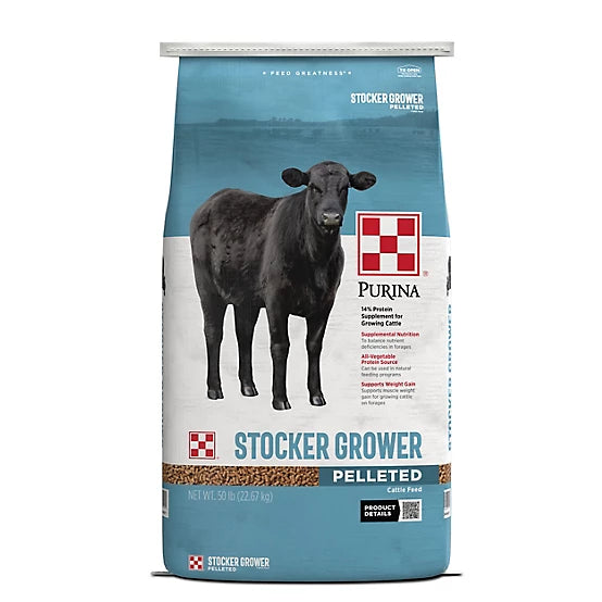 Purina Stocker Grower Pelleted Cattle Feed, 3/8 Cube 50 lb. Bag ...