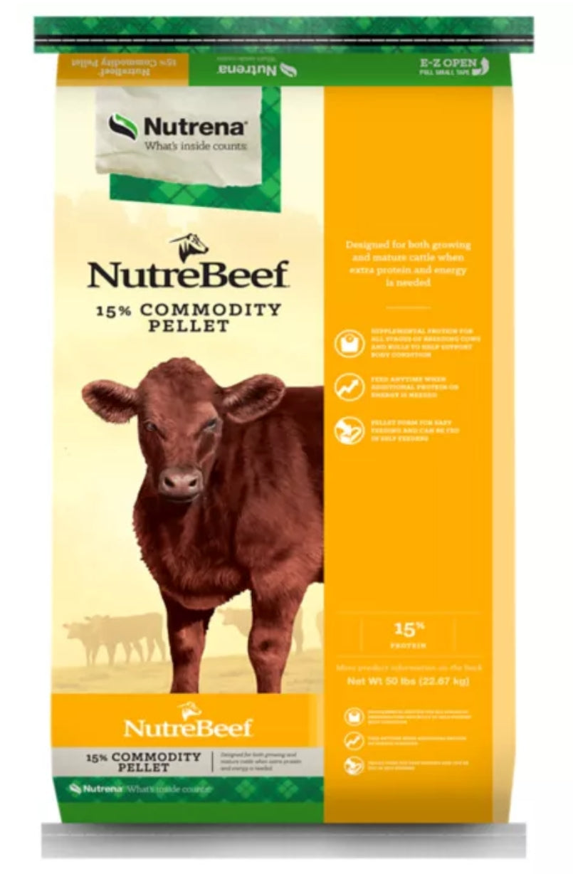 Nutrena NutreBeef 15% Commodity Pelleted Cattle Feed, 50 lb. Bag ...