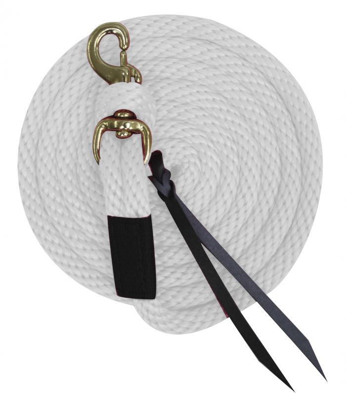 WHITE 5/8" x 10' Deluxe poly lead with removable brass snap and leathe ...