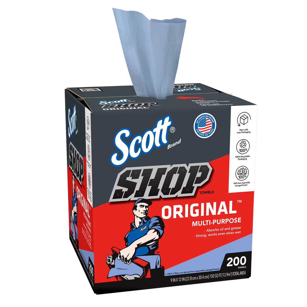 Scott Shop Towels Original, Pop-Up Dispenser Box (200 Sheets/Box ...
